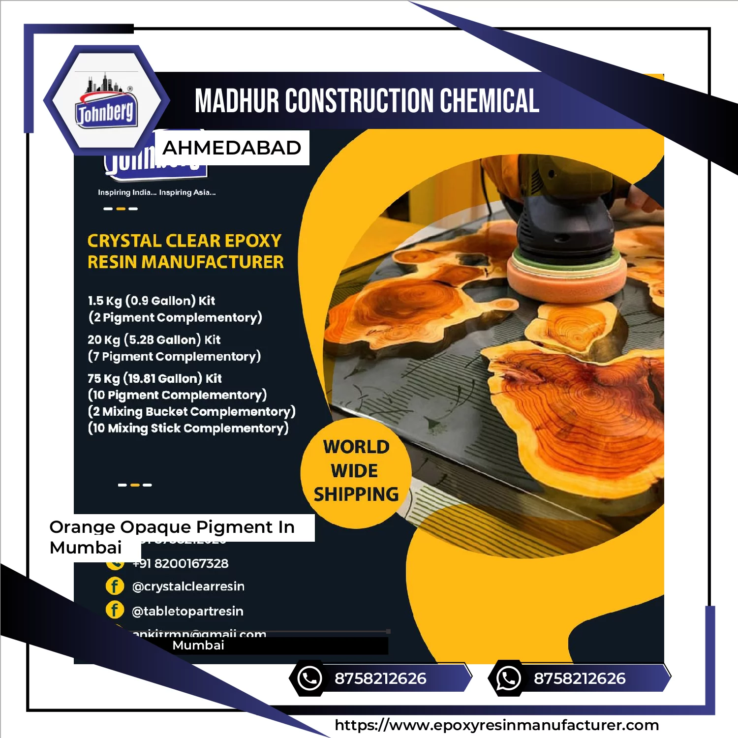 Orange Opaque Pigment In Mumbai - Madhur Construction Chemical